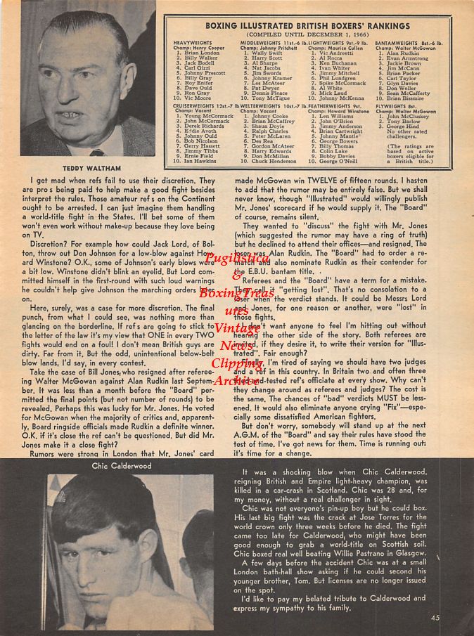 Boxing News Clipping #964 - Walter McGowan vs. Ray Perez and Alan ...