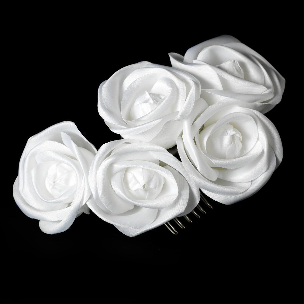 Charming White Flower Bridal Hair Comb 4647