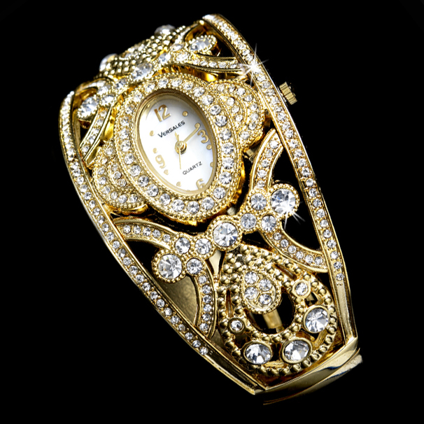Gold or Silver Rhinestone Crystal Bridal Watch 10