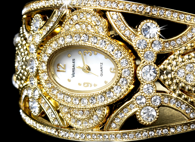 Gold or Silver Rhinestone Crystal Bridal Watch 10