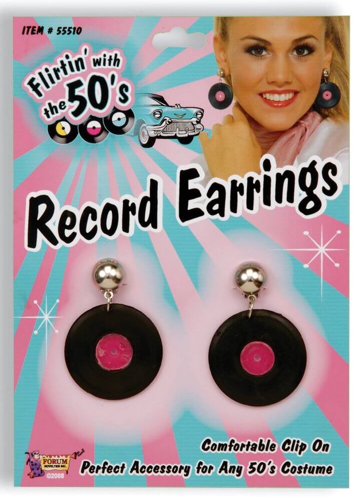 50s Record Earrings - Candy Apple Costumes - Pink Ladies and T-Birds ...