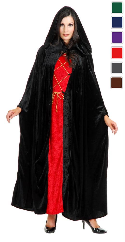Adult Velvet Hooded Cloak - Candy Apple Costumes - Steampunk Costumes