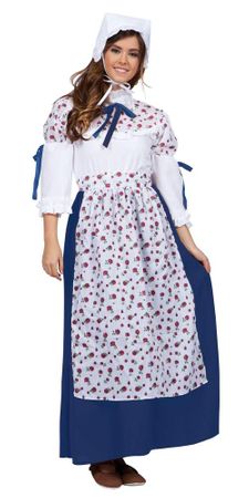 Adult Blue Floral Colonial Woman Costume - Candy Apple Costumes ...
