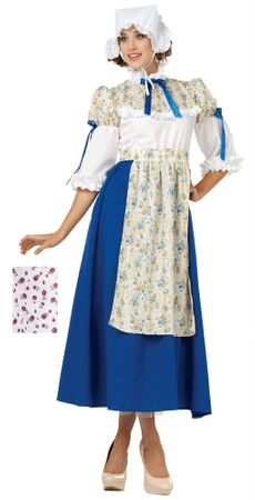 Adult Blue Floral Colonial Woman Costume - Candy Apple Costumes ...