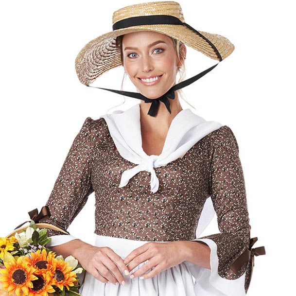 Adult Colonial Woman Straw Hat - Candy Apple Costumes - Colonial Costumes