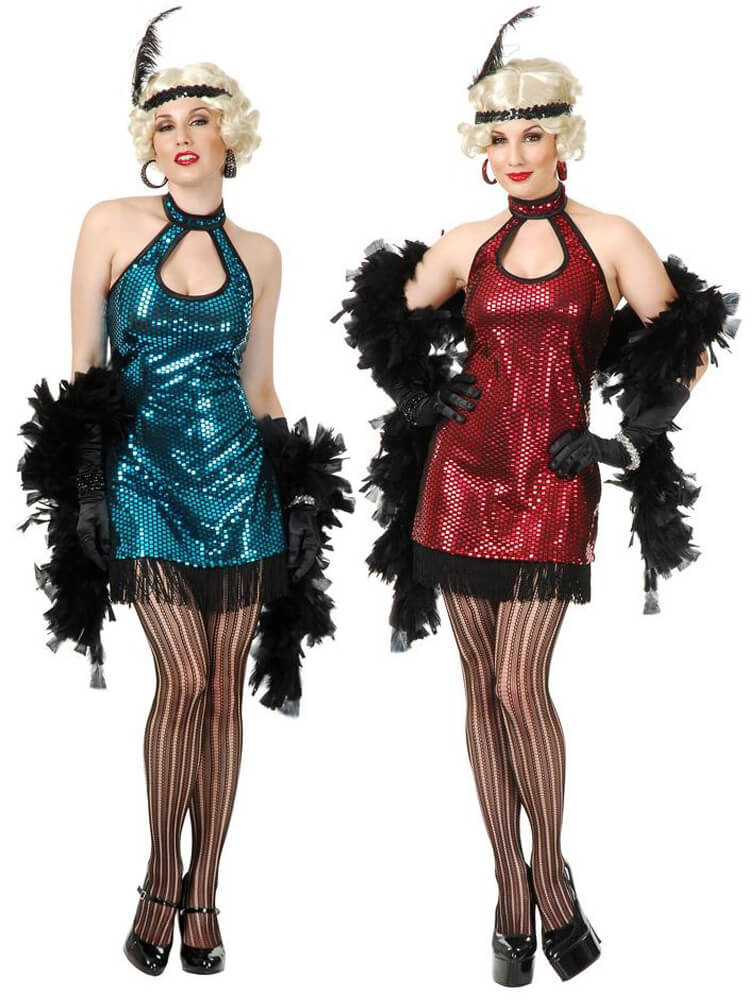 Adult Flashy Blue Sequin Flapper Costume