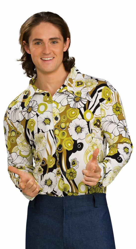 Adult Green Groovy 70's Shirt - Candy Apple Costumes - 60's Costumes