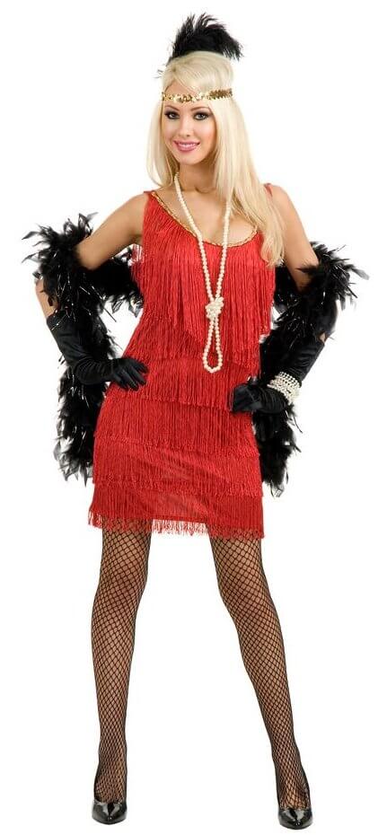 Red Fringe Adult Flapper Dress - CandyAppleCostumes.com