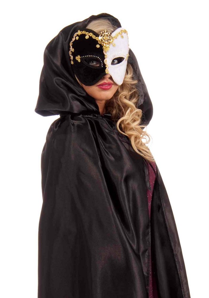 Black Fancy Masquerade Hooded Cape - Candy Apple Costumes - Colonial ...