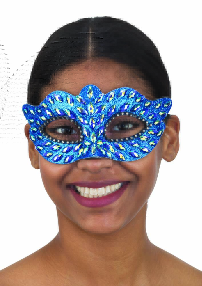 Blue Jeweled Costume Mask - Candy Apple Costumes