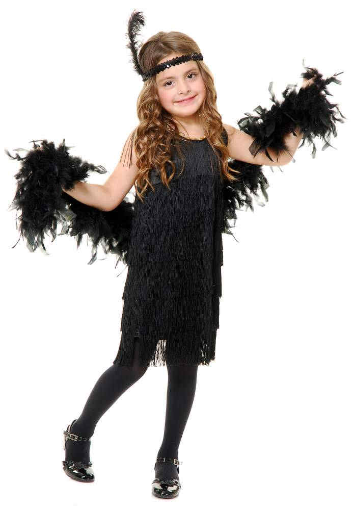 Child Black Fringed Flapper Costume - CandyAppleCostumes.com
