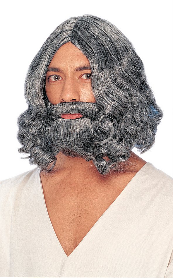 Deluxe Adult Biblical Wig and Beard - Brown, Black, Gray - Candy Apple ...