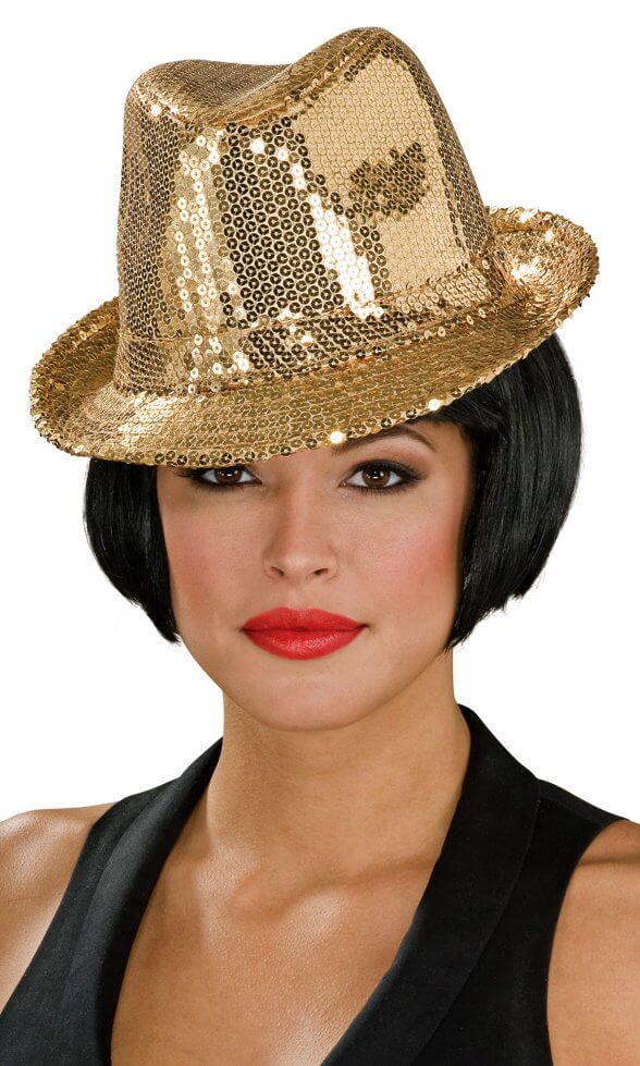 Deluxe Gold Sequin Fedora - Candy Apple Costumes
