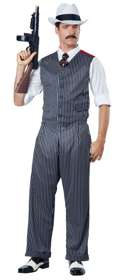 Men's Black Pinstriped Mobster Costume - Candy Apple Costumes - 20's ...
