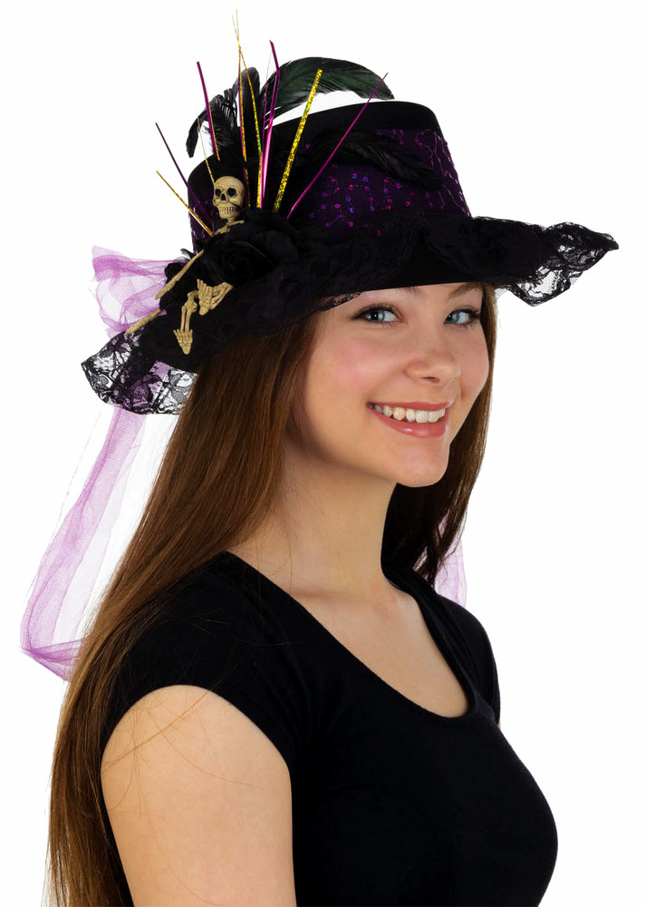 Purple/Black Day of the Dead Top Hat - Candy Apple Costumes