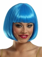 Neon Blue Glam Short Wig - Candy Apple Costumes - Clown Accessories and ...