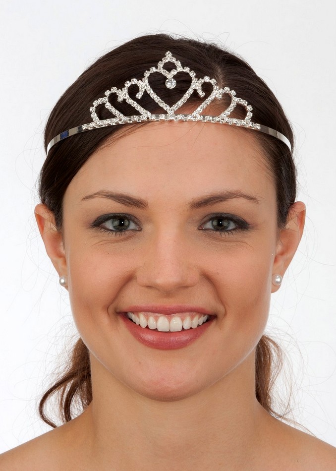 Small Heart Rhinestone Silver Tiara - Candy Apple Costumes - Royal Costumes