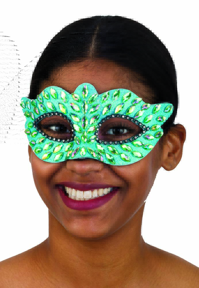 Teal Jeweled Costume Mask - Candy Apple Costumes