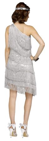 Women's 20's Shimmery Silver Flapper Costume - Candy Apple Costumes ...