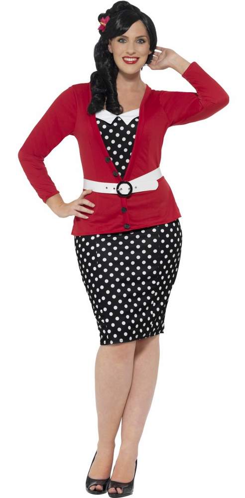 Women's Plus Size 50's Polka Dot Pin-Up Costume - Candy Apple Costumes ...