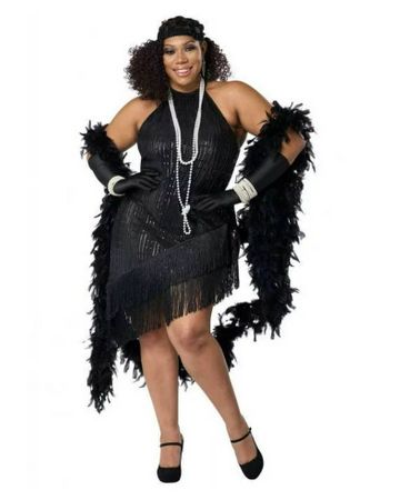 Women's Plus Size Black Fabulous Flapper Costume - Candy Apple Costumes