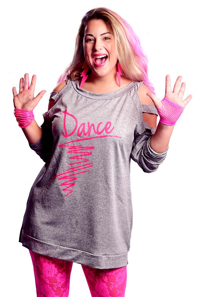 Women's Flashy 80's Strappy Shoulder Shirt- Candy Apple Costumes ...