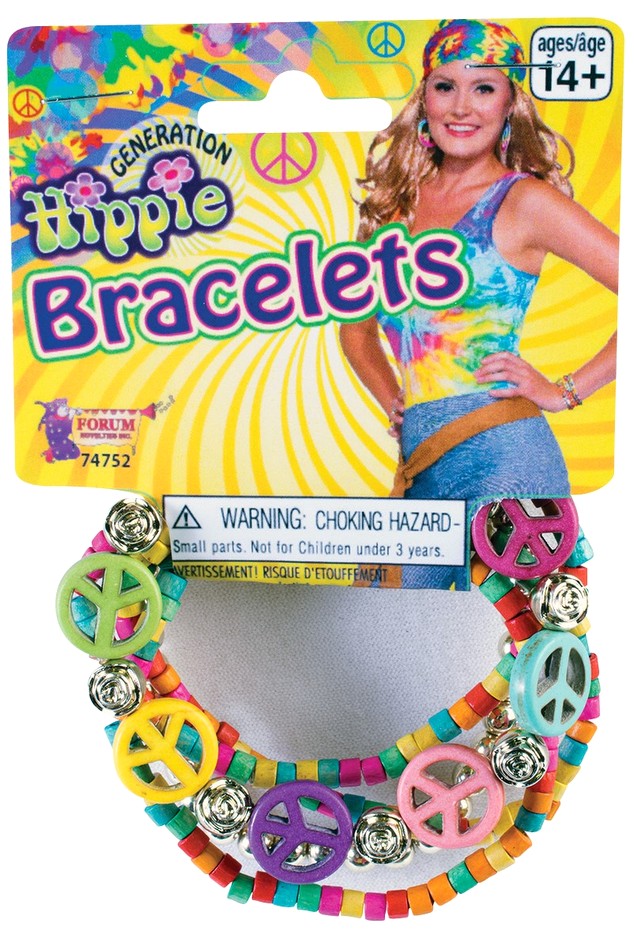 Wood Peace Sign Bracelet Set - Candy Apple Costumes