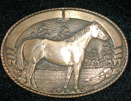 Vintage Horse-Related Silver, turquoise, Gold, and brass Belt Buckles