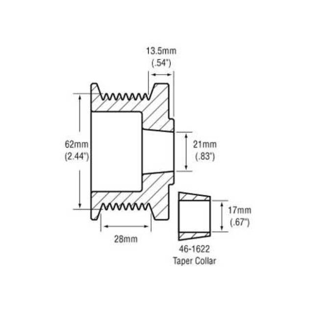 8 Groove Pulley with Pulley Collar 62mm OD, Replaces Delco 1987810 ...