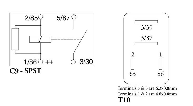 Micro Relay, 12V, 20A, 4 Terminals, SPST, Continuous - 01017 - Micro ...