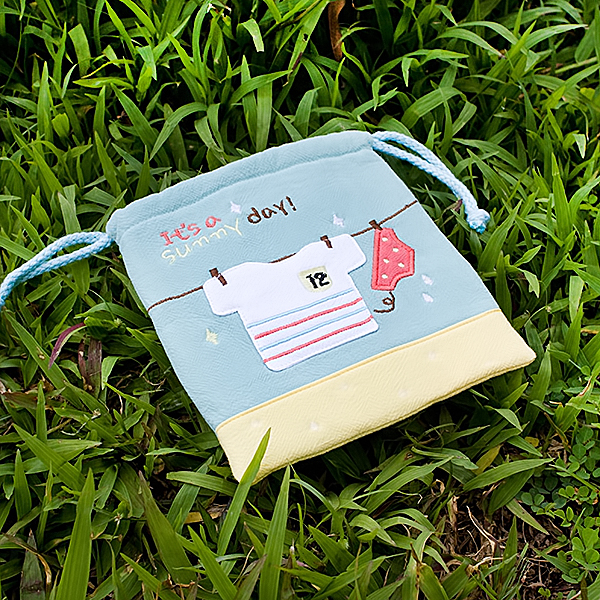 [A Sunny day] Embroidered Applique Fabric Art Draw String Bag ...