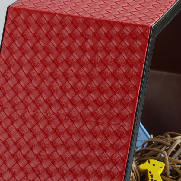 Trista - [Colorado Red Grid] Hexagon Leather Wall Shelf / Bookshelf ...