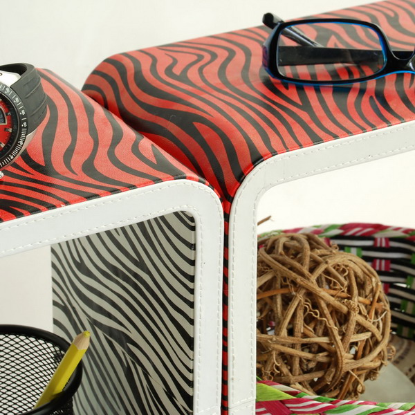 Trista - [Vivid Zebra Stripe] Rectangle Leather Wall Shelf / Bookshelf ...