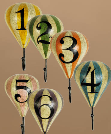 Hot Air Balloon Hooks, Set of 6 Authentic Models