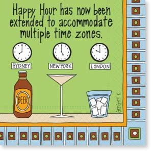 Multiple Time Zones Simply Funny Cocktail Napkins