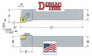 Dorian MDJNR 16-4D 1" Shank RH DNMG Turning Toolholder 50332 73310150332