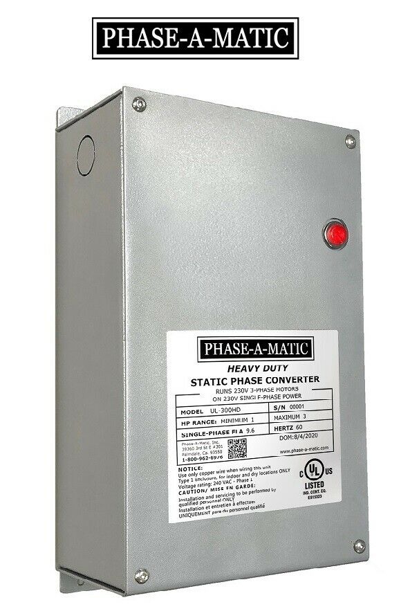 Phase-A-Matic Static Phase Converter Horse Power 4 - 8 UL-900HD