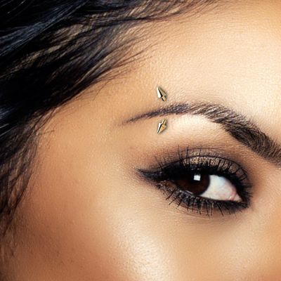 14K Gold Curved Spike Barbell - Eyebrow, Daith, Rook