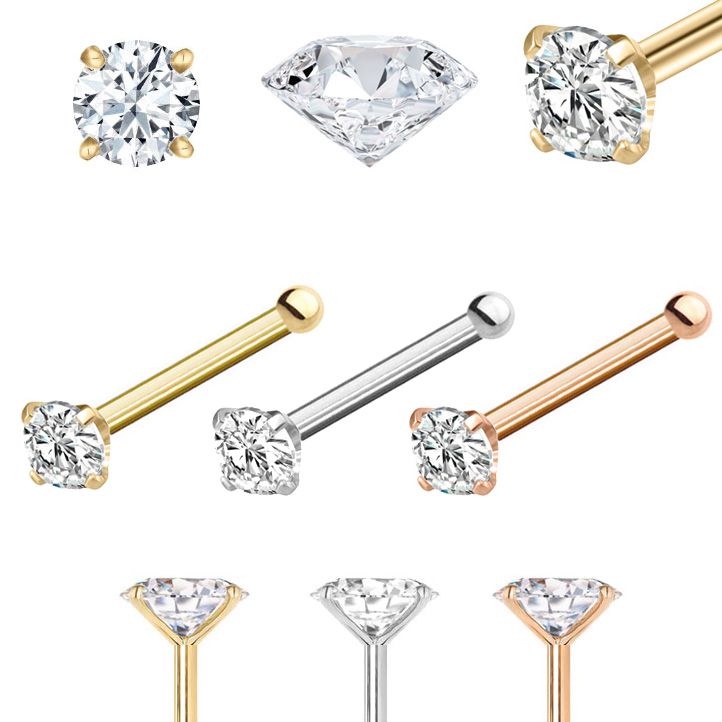 DIAMOND Nose Ring (Bone Type, Low-Profile)