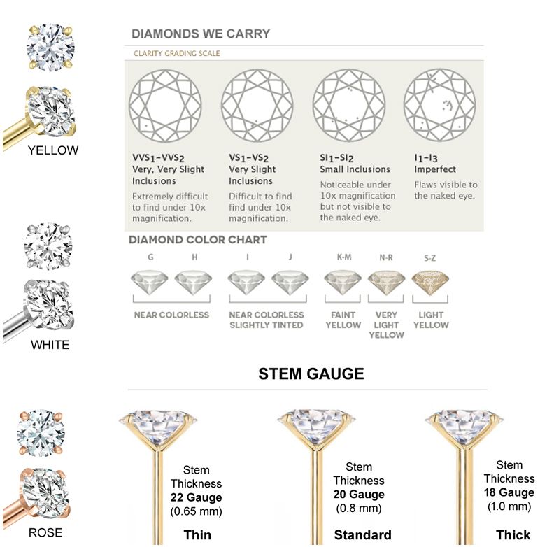 DIAMOND Nose Ring (Bone Type, Low-Profile)