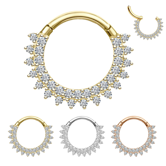 14K Gold Fancy Seamless Hinged Clicker Ring - Daith, Septum, Cartilage