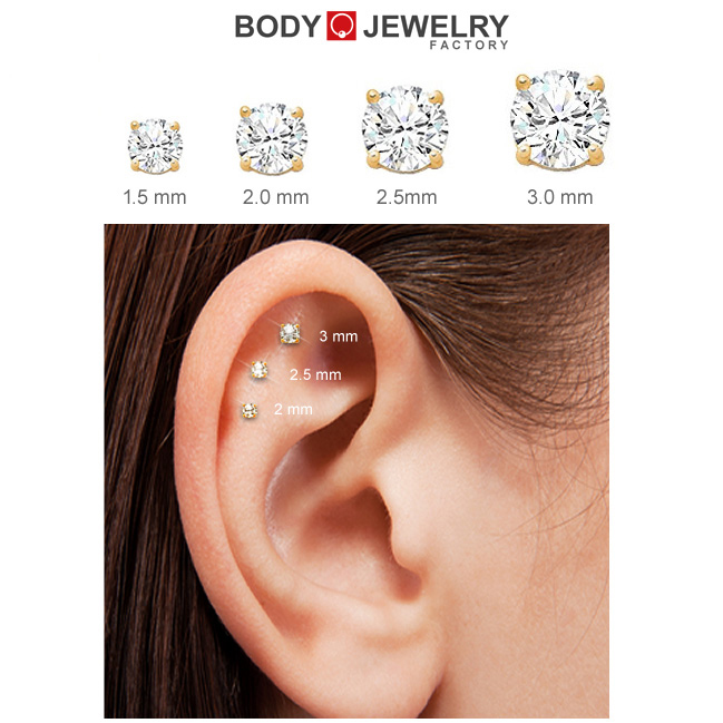 14K Gold Internally Threaded Flat Back Stud for Monroe, Labret, Nose ...