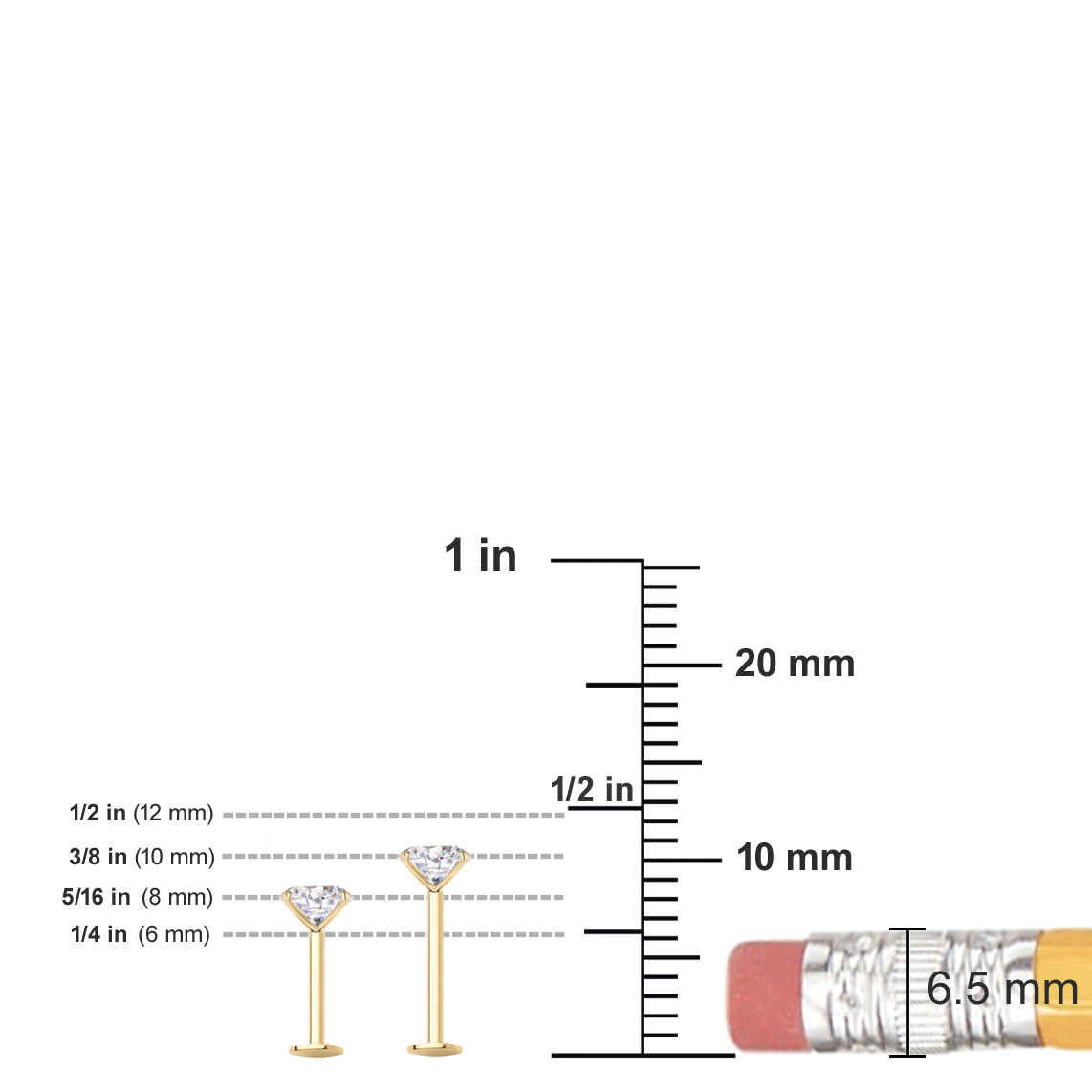 14K Gold Internally Threaded Flat Back Stud for Monroe, Labret, Nose ...