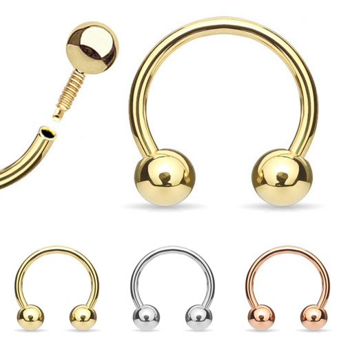 14K Gold Internally Threaded Horseshoe Ring - Cartilage, Septum, Lip