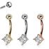 14K Gold Princess Prong Setting Belly Button Ring