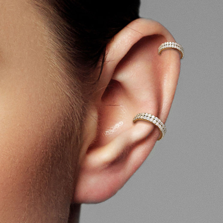 14K Gold Seamless Pave Hinged Clicker Ring - Cartilage, Helix, Conch, Rook