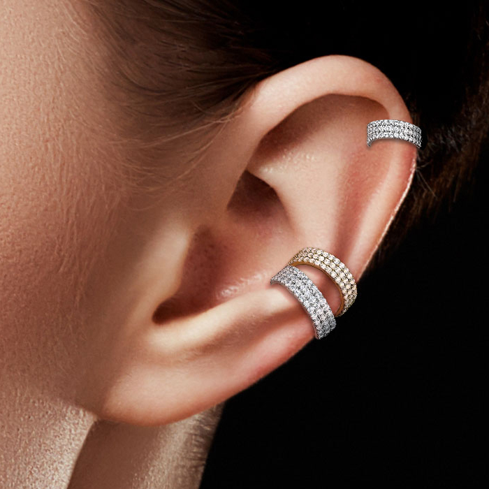 14K Gold Seamless Pave Hinged Clicker Ring - Cartilage, Helix, Conch, Rook