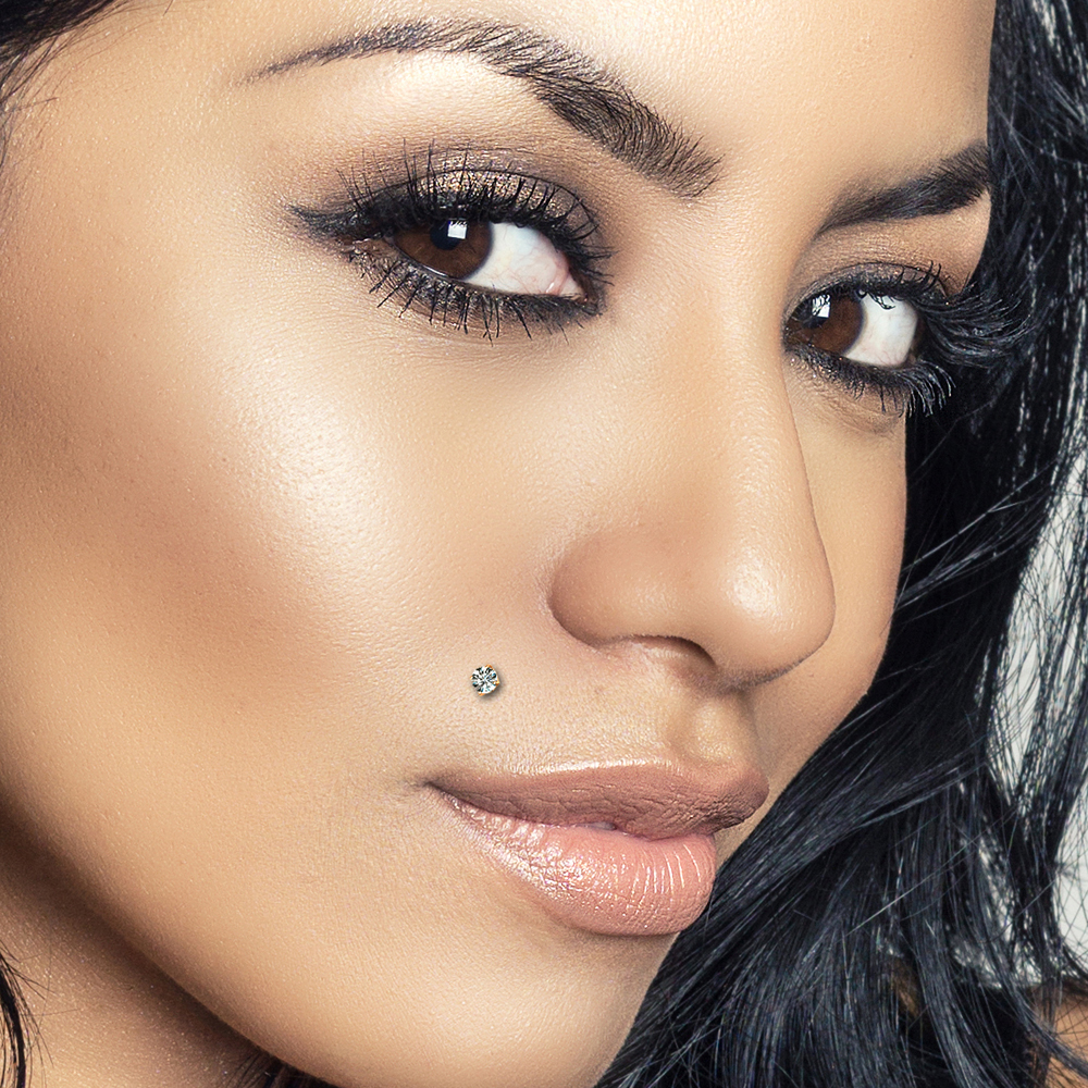 14K Gold Stud with Titanium Threaded 18G PVD Flat Back Post