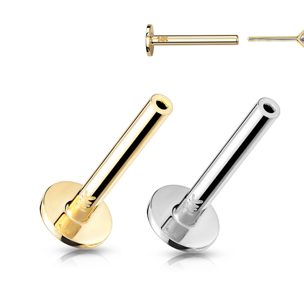 14K Gold Threadless Bend-To-Fit Push-In Replacement Flat Back Post