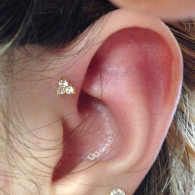 14K Gold Trinity Threaded Flat back Stud with Easy Guide Pin